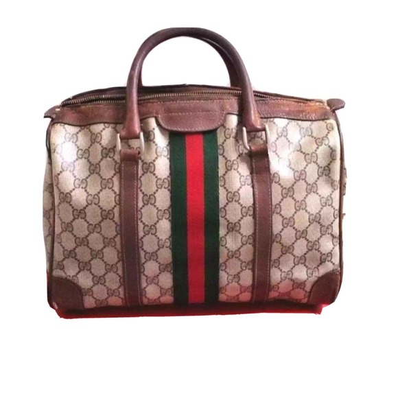 Gucci | Bags | Vnt Gucci Luggage Satchel Handbag 95s Dr Bag Red Green ...